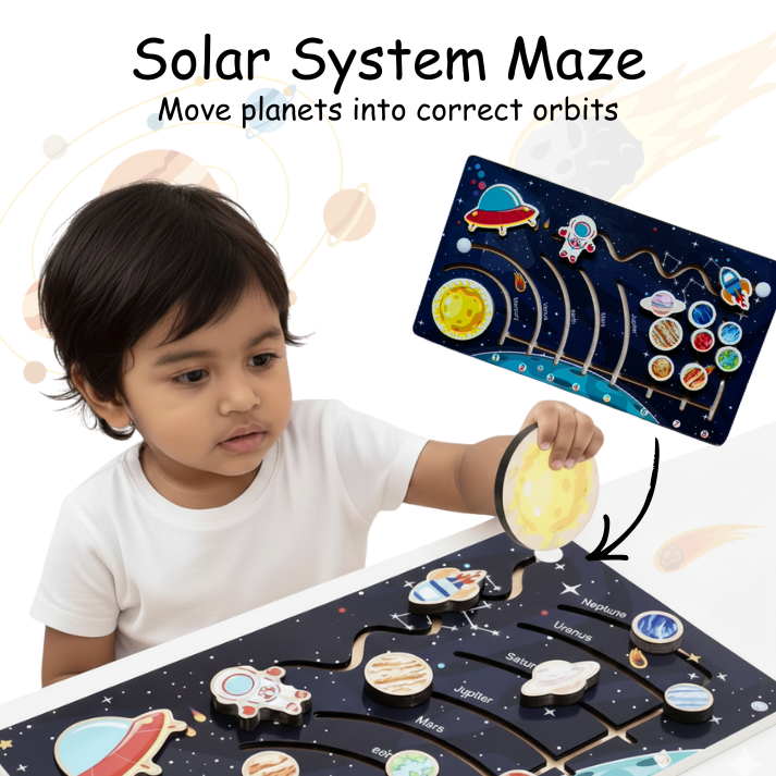 Planet Board Maze | Wooden Solar System Puzzle – Educational Space Toy ...